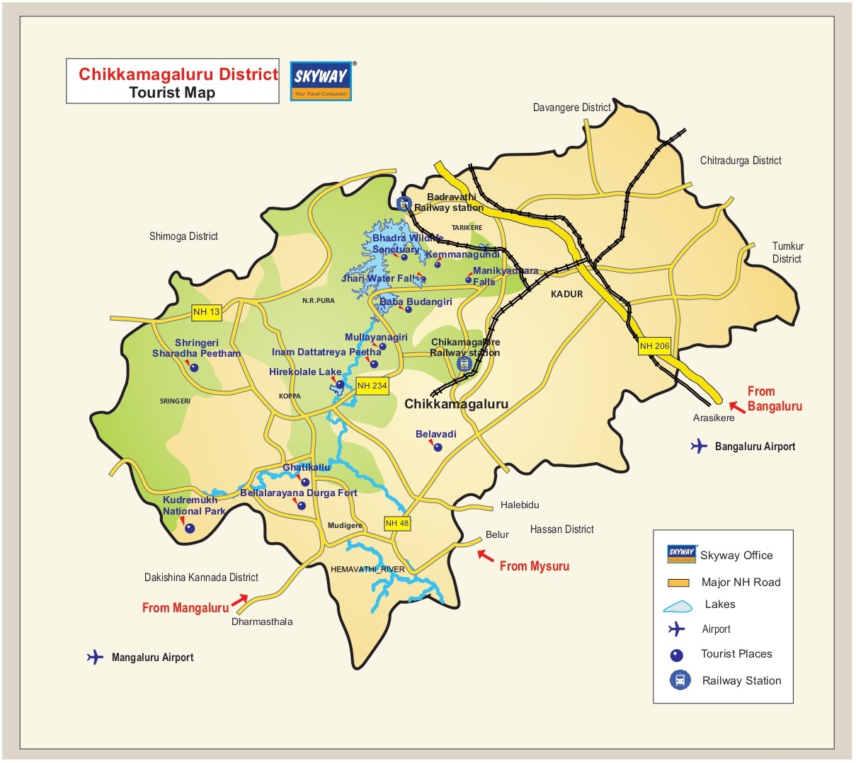 Chikmagalur District Tourist Map Skyway Travels Chikmagalur District Tourist Map Skyway Travels